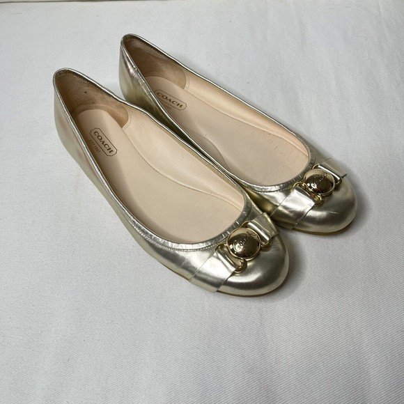 Coach | Shoes | Coach Gold Ballerina Flats Metallic Aerin | Poshmark